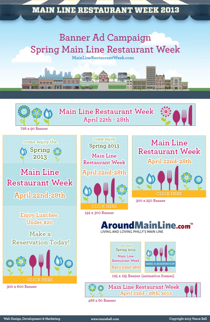 Main Line Restaurant Week Banner Ad Campaign - Vance Bell, Philadelphia, PA