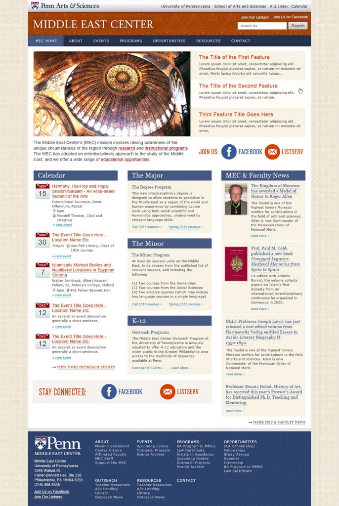 Web Design Portfolio - University of Pennsylvania – Middle East Center ...