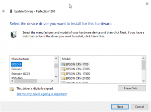 Installing Epson Perfection 1200U Scanner Drivers under Windows 10 ...